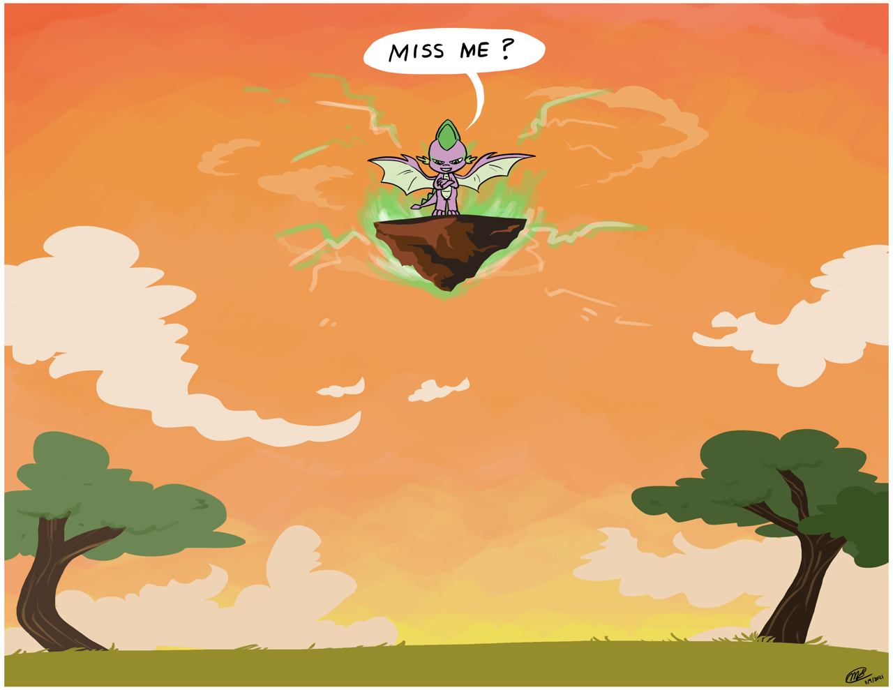 #2742149 - safe, artist:loreto-arts, spike, dragon, g4, floating island ...