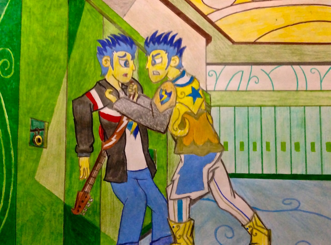 #2748858 - safe, artist:bravokrofski, flash sentry, human, equestria ...