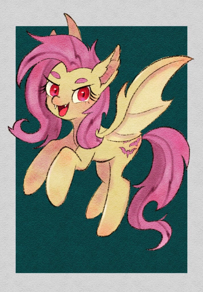 #2751077 - safe, artist:h2o_omz, fluttershy, bat pony, pony, g4, bat ...