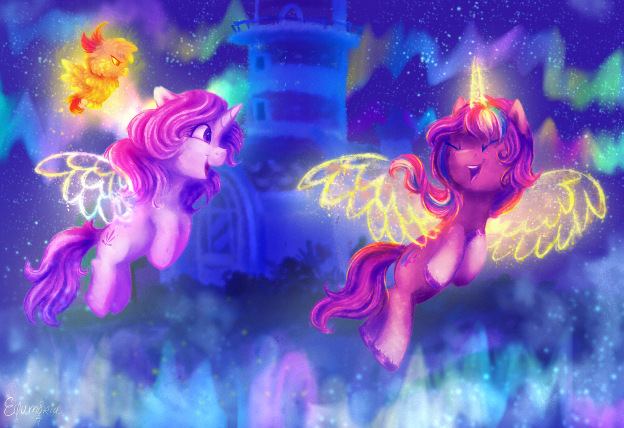 #2753962 - safe, artist:equmoria, sunny starscout, oc, oc:flamy, oc ...