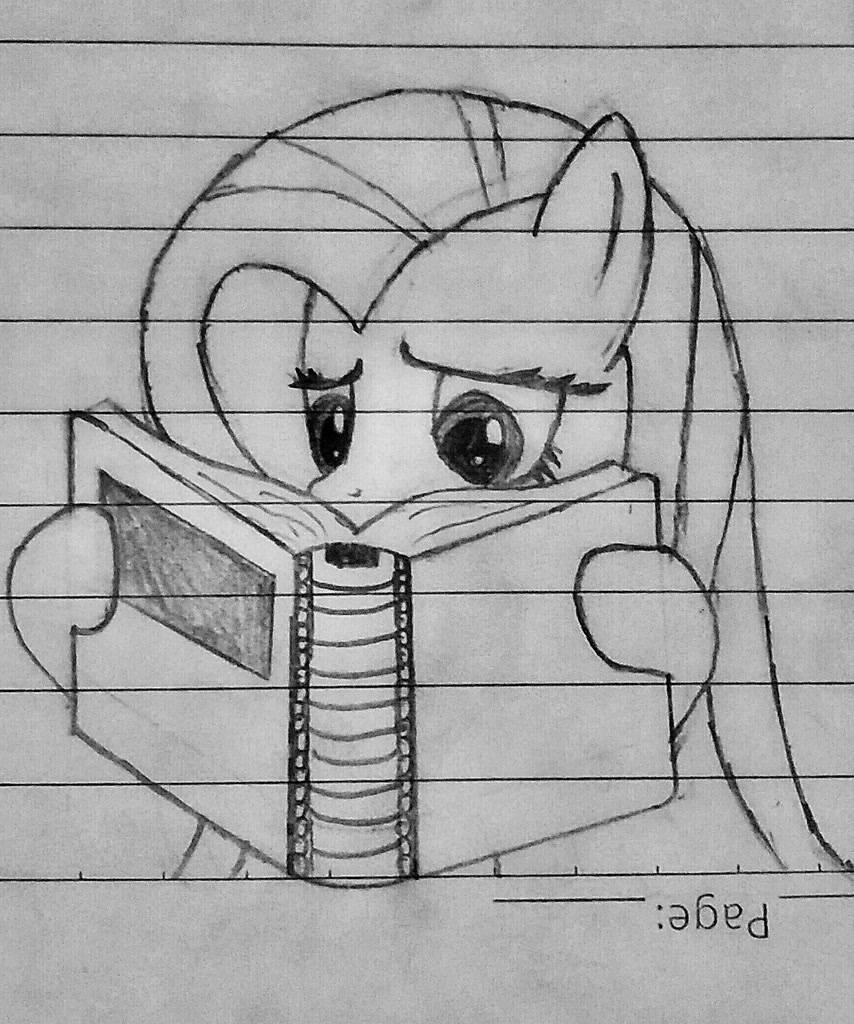 #2754518 - safe, artist:jonoba, fluttershy, pony, book, lined paper ...
