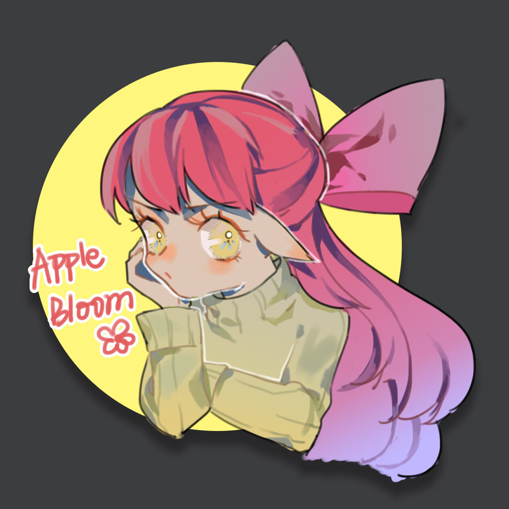 #2755097 - safe, artist:cacamao, apple bloom, human, g4, clothes, eared ...