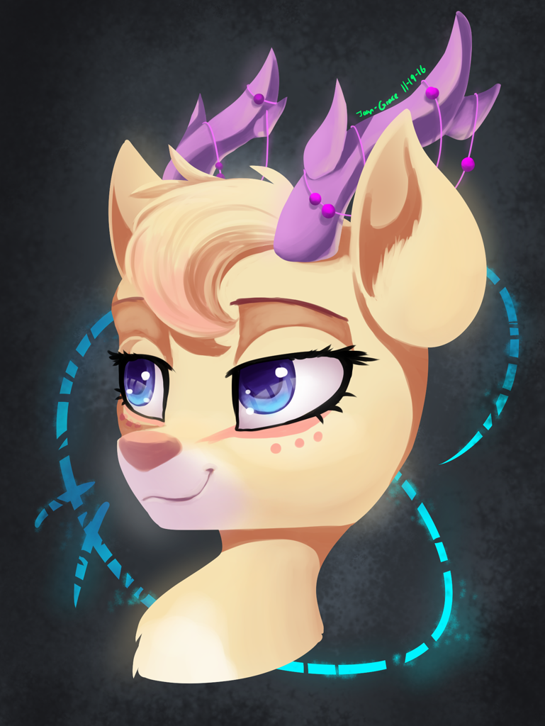 #2755740 - safe, artist:joan-grace, oc, oc only, deer, antlers, bust ...