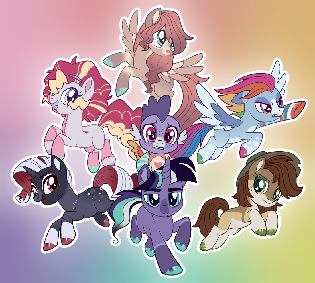 #2765466 - safe, artist:glowfangs, applejack, fluttershy, pinkie pie ...