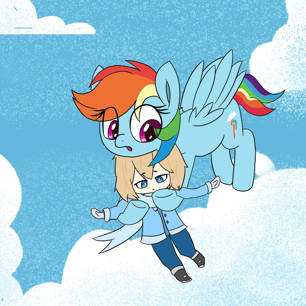 #2768365 - safe, artist:ramsfel, rainbow dash, oc, oc:fears, human ...