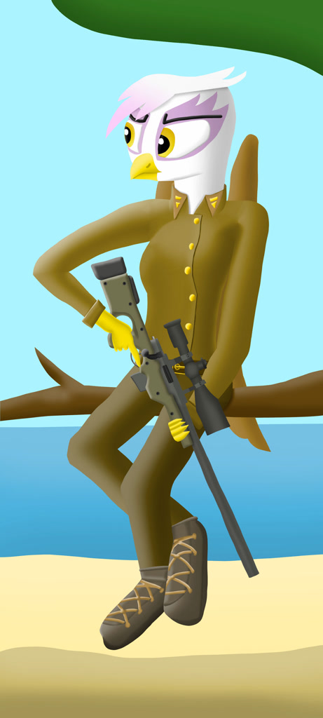 #2548314 - safe, artist:evsaty, gilda, griffon, anthro, g4, awp, beach ...