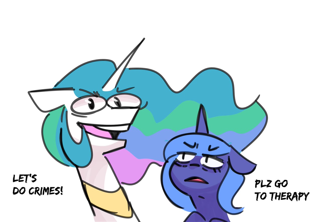 #2554885 - safe, artist:opossum-stuff, princess celestia, princess luna ...