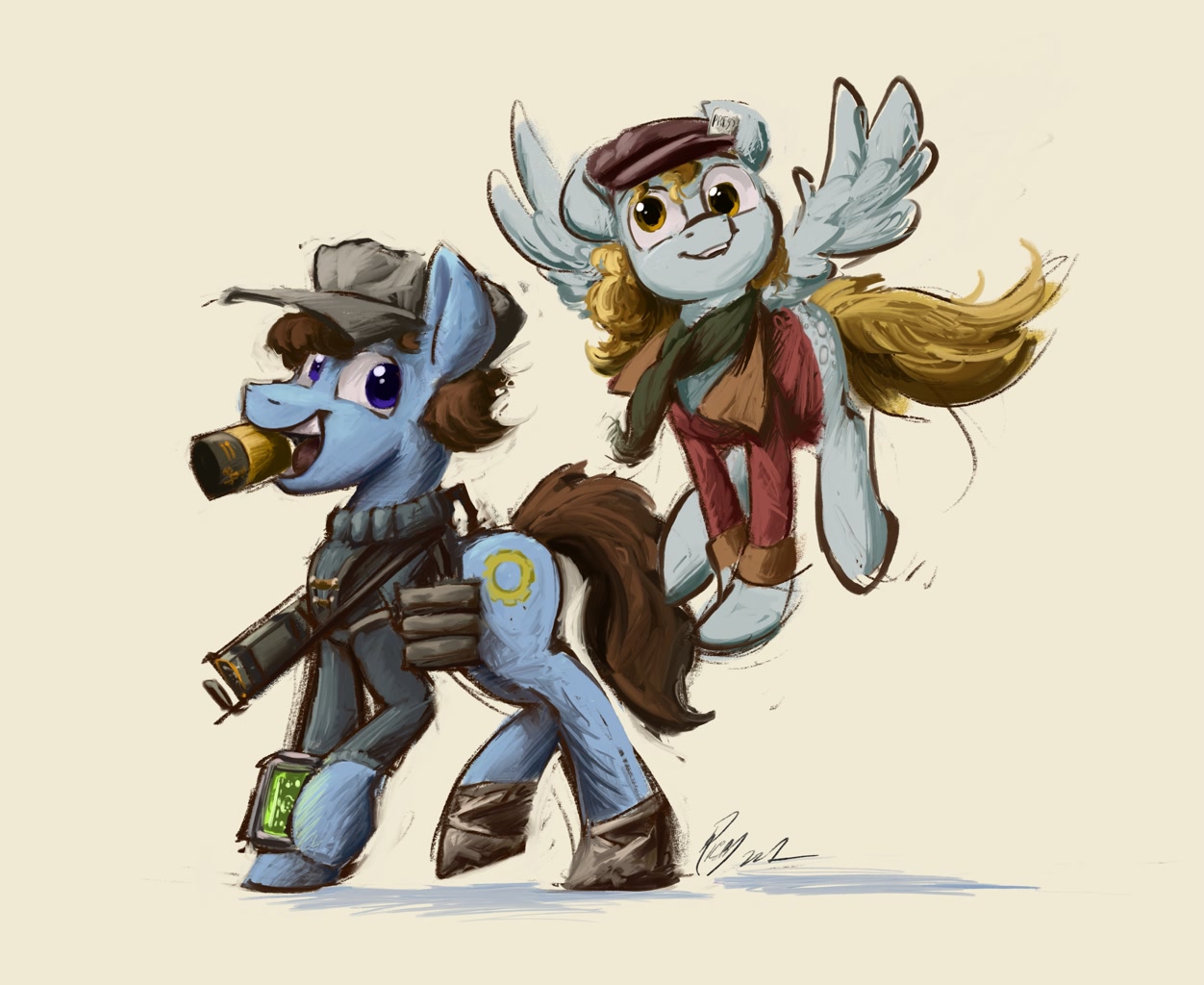 #2555943 - safe, artist:rigbyh00ves, derpy hooves, oc, earth pony ...