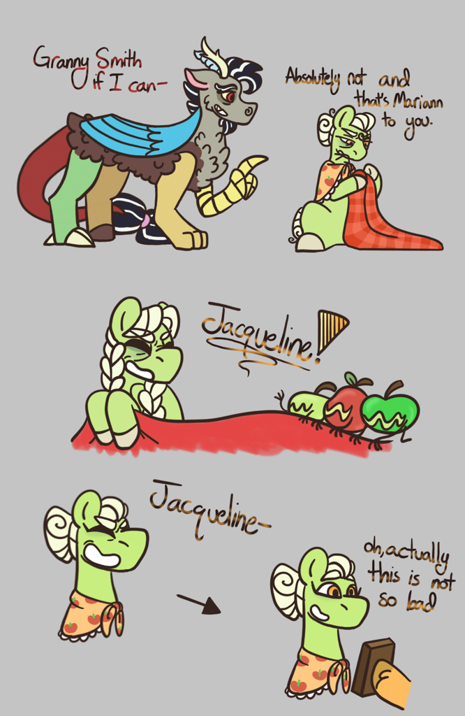 #2571858 - safe, artist:justanotherfan-trash, applejack, discord ...