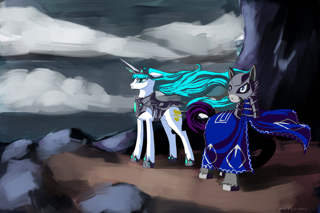 #2563037 - safe, artist:tofutiles, oc, oc:angel song, oc:knight light, pony, unicorn, cloud ...