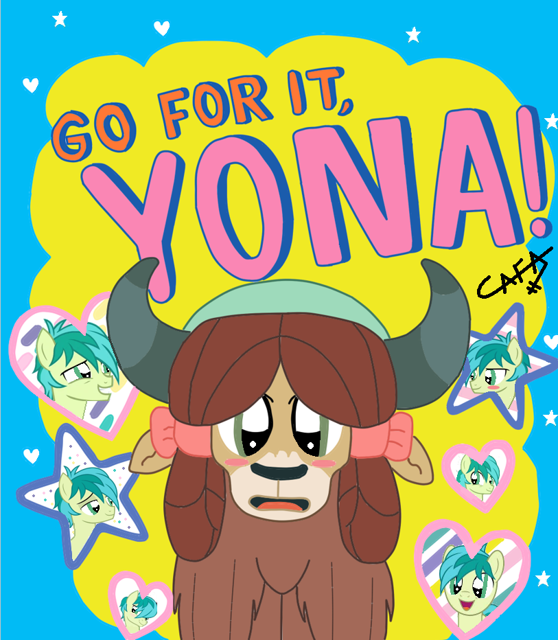 #2580658 - safe, artist:cafakero, sandbar, yona, pony, yak, g4, colt ...