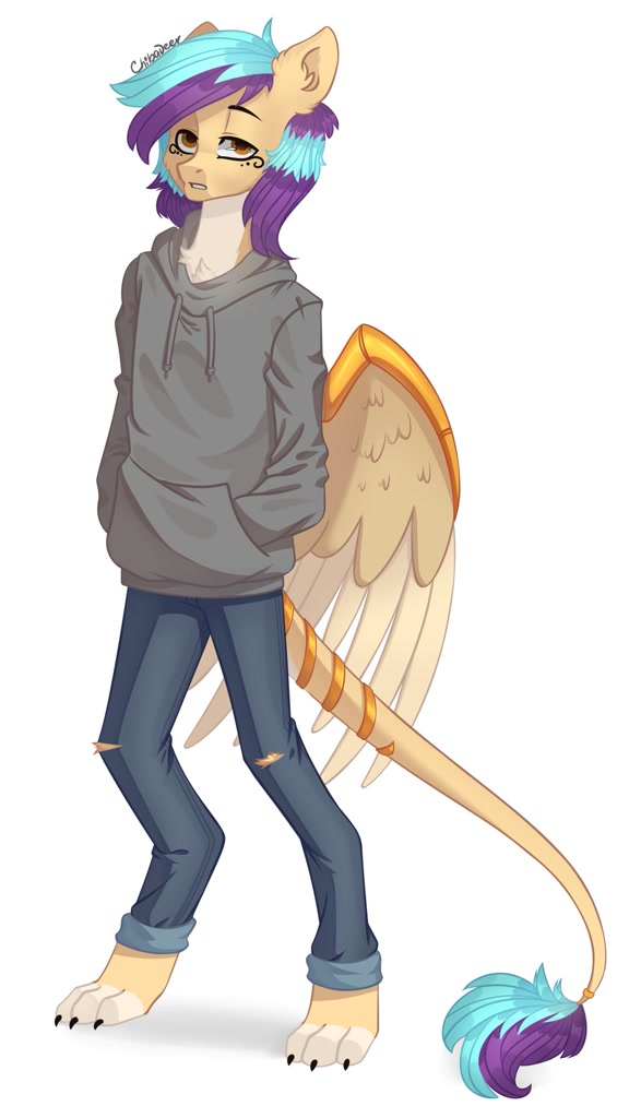 #2566098 - safe, artist:chibadeer, oc, oc only, sphinx, anthro ...