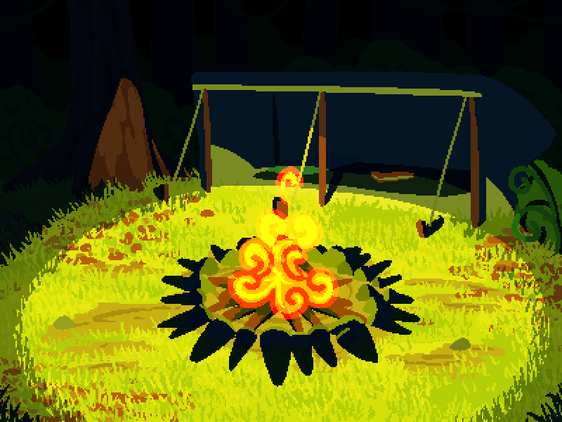 #2593825 - safe, artist:rangelost, cyoa:d20 pony, bonfire, fire, grass ...