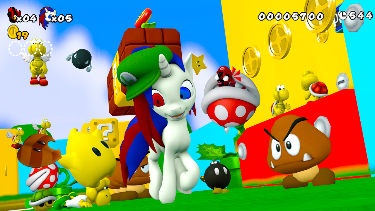 #2597382 - safe, artist:shadowuwu, oc, bat pony, bob-omb, goomba, koopa ...