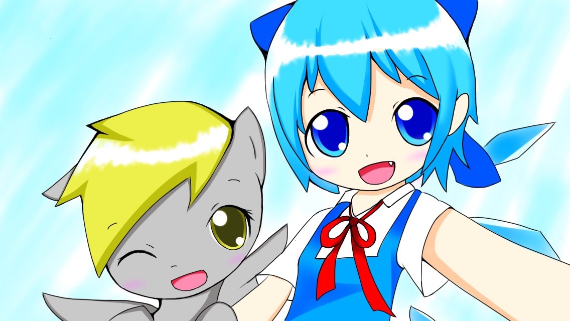 #2600440 - safe, artist:りぃ, derpy hooves, fairy, pegasus, pony, cirno ...