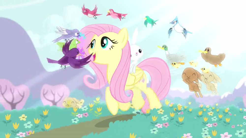 #2586117 - safe, screencap, angel bunny, fluttershy, bird, rabbit ...