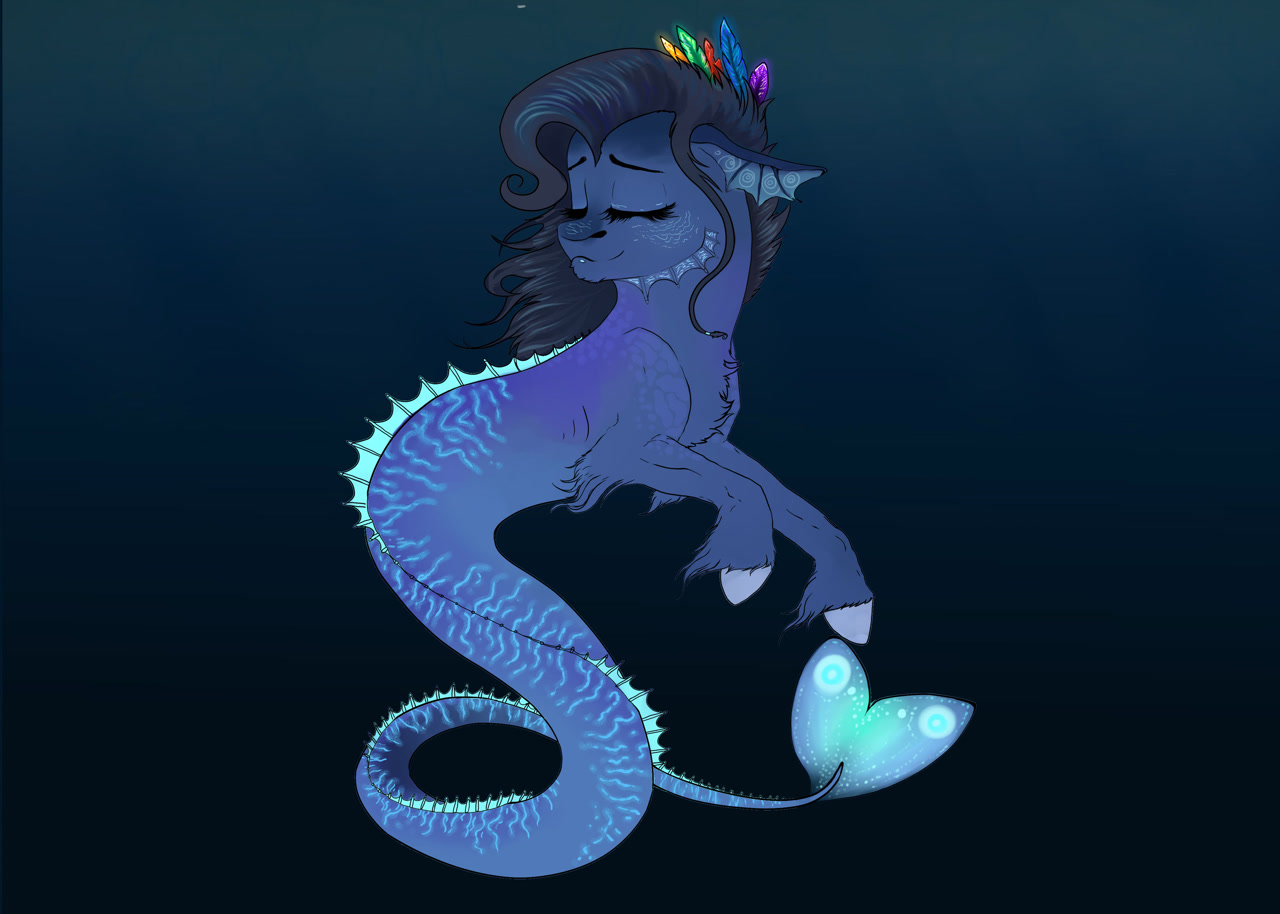 #2619167 - safe, artist:littlewhispurr, oc, oc only, hybrid, merpony ...