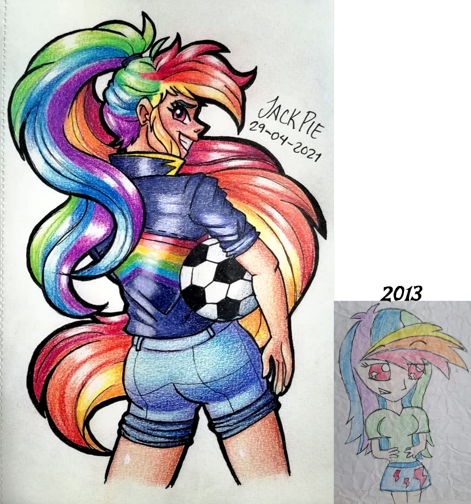 #2606697 - safe, artist:jack-pie, rainbow dash, human, g4, football ...