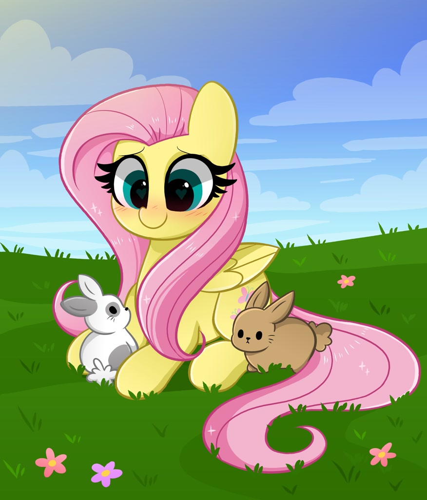 #2609858 - safe, artist:kittyrosie, fluttershy, pegasus, pony, rabbit ...