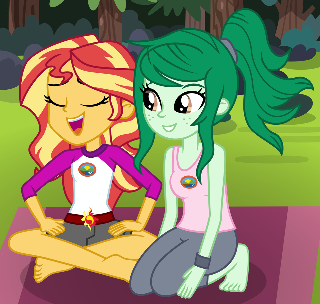 #2634116 - safe, artist:emeraldblast63, sunset shimmer, wallflower blush, human, equestria girls ...