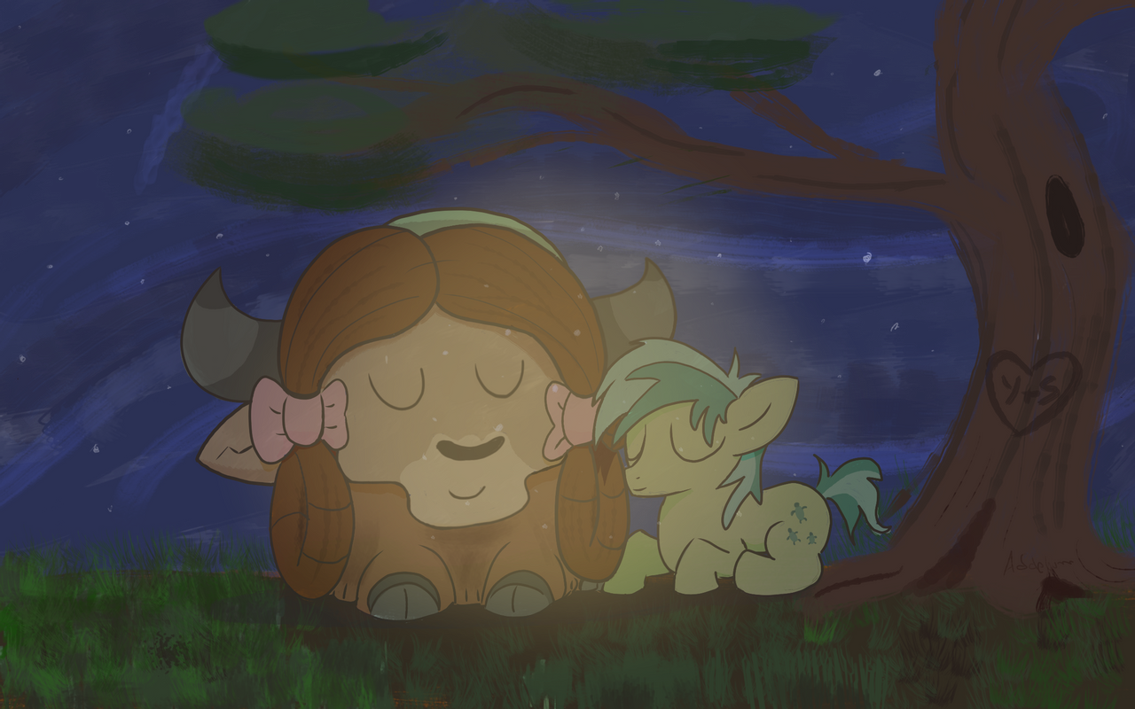 #2635235 - safe, artist:addelum, sandbar, yona, earth pony, yak, atg ...