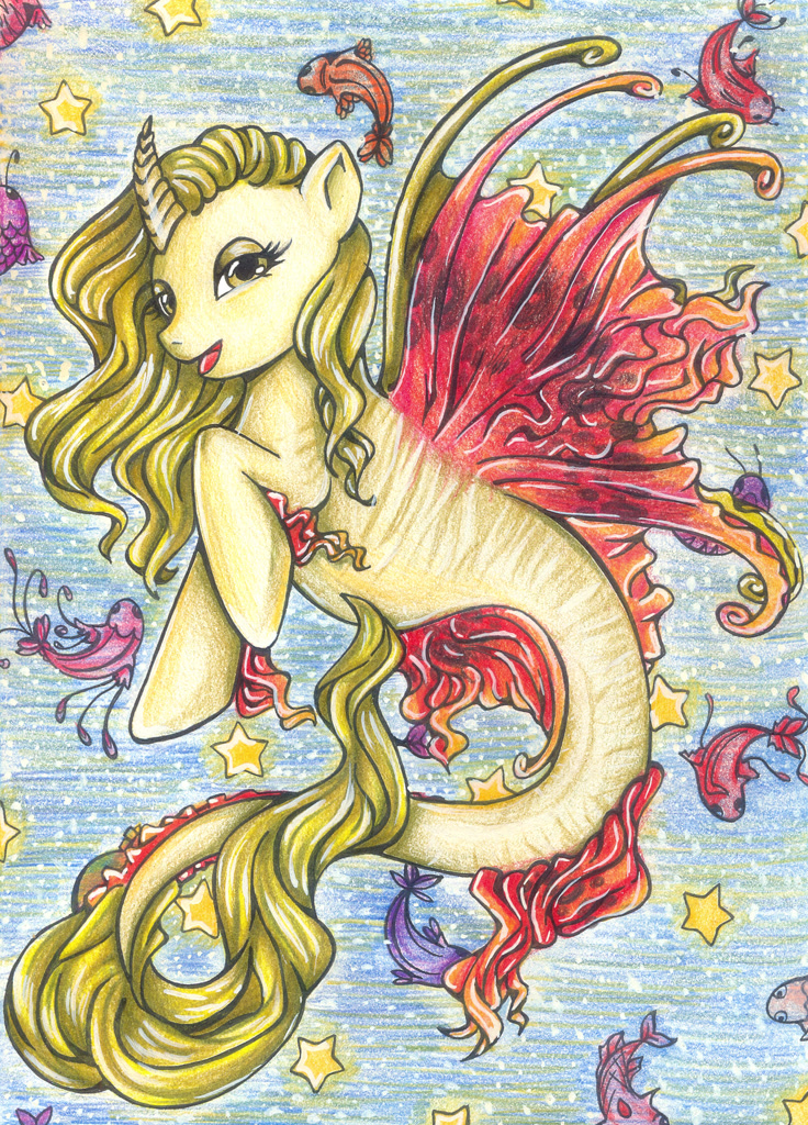 #2641704 - safe, artist:fake-elf, oc, oc only, alicorn, fish, hybrid, merpony, pony, seapony (g4 ...