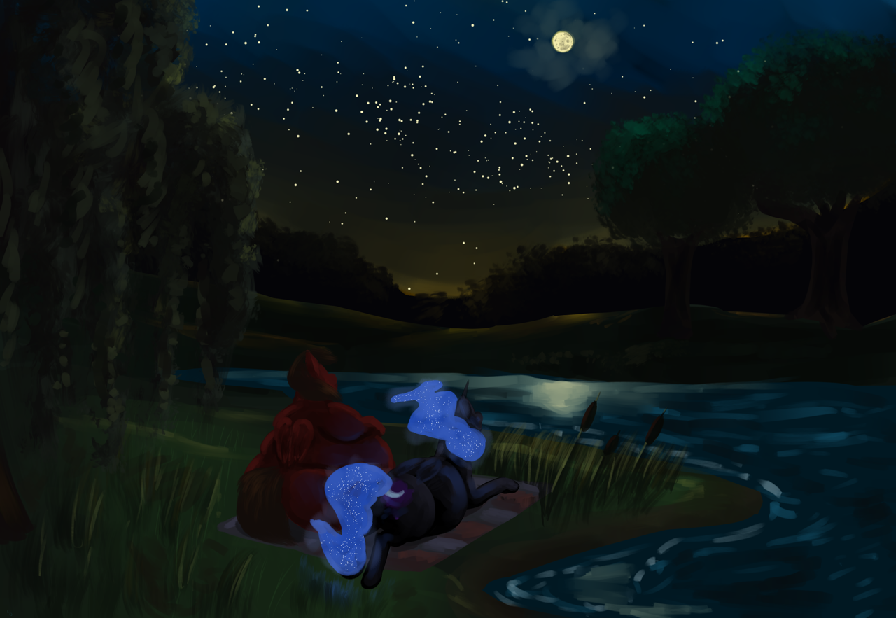 #2645846 - safe, artist:lupin quill, nightmare moon, oc, oc:redbow rose ...