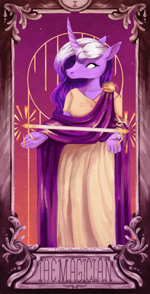 #2628742 - safe, artist:laps-sp, unicorn, anthro, solo, tarot card, the ...