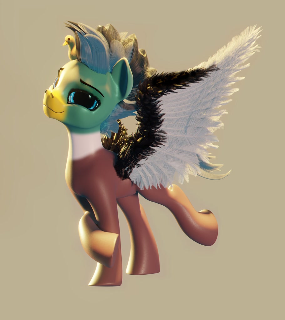 #2630342 - artist needed, safe, oc, oc:duk, duck pony, hybrid, pony, 3d, female, pony hybrid ...