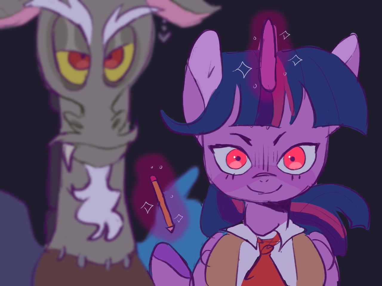 #2658778 - safe, artist:alexbeeza, discord, twilight sparkle, alicorn ...