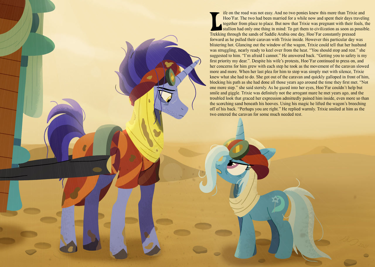 #2667976 - safe, artist:bearmation, hoo'far, trixie, pony, saddle ...
