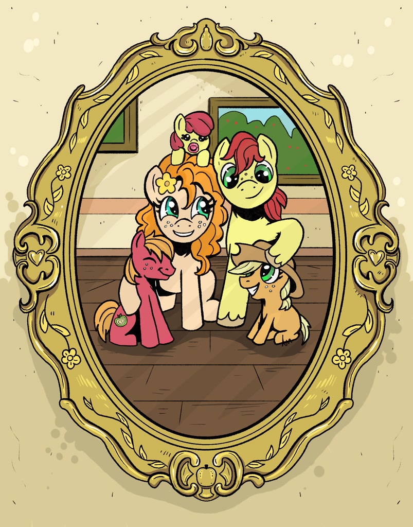 #2674685 - safe, artist:alli_doodlez, apple bloom, applejack, big ...