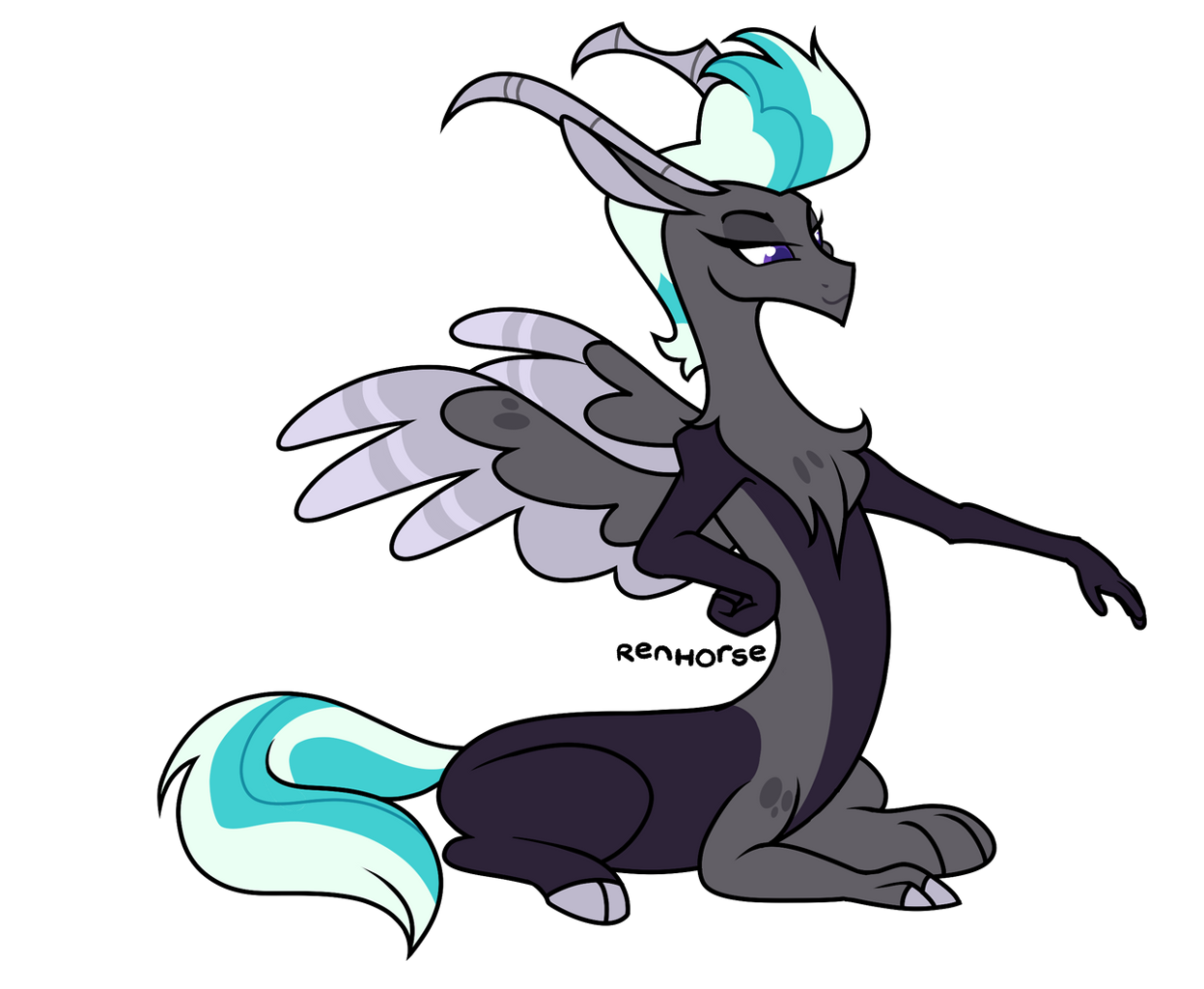 #2681642 - safe, artist:renhorse, oc, oc only, draconequus, female, lying down, prone, simple ...