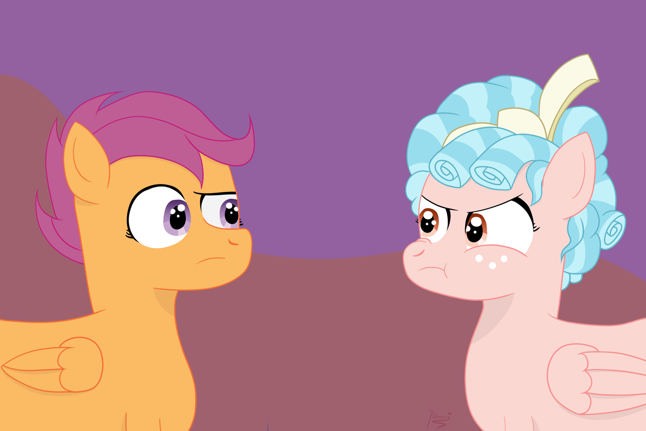 #2669470 - safe, artist:lightlemon, cozy glow, scootaloo, pegasus, pony ...