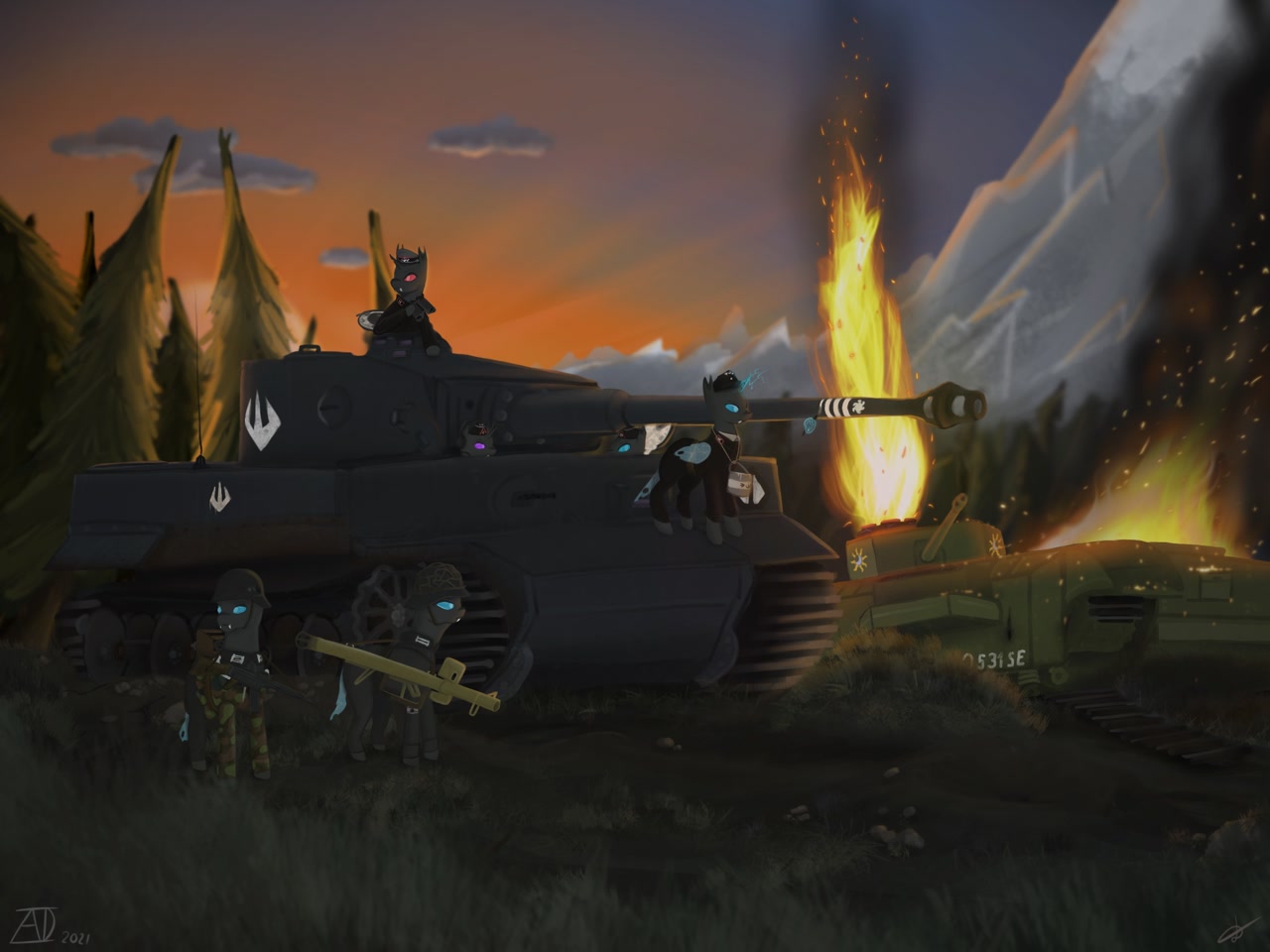 #2670216 - safe, artist:modley_ad, big cat, changeling, pony, equestria ...