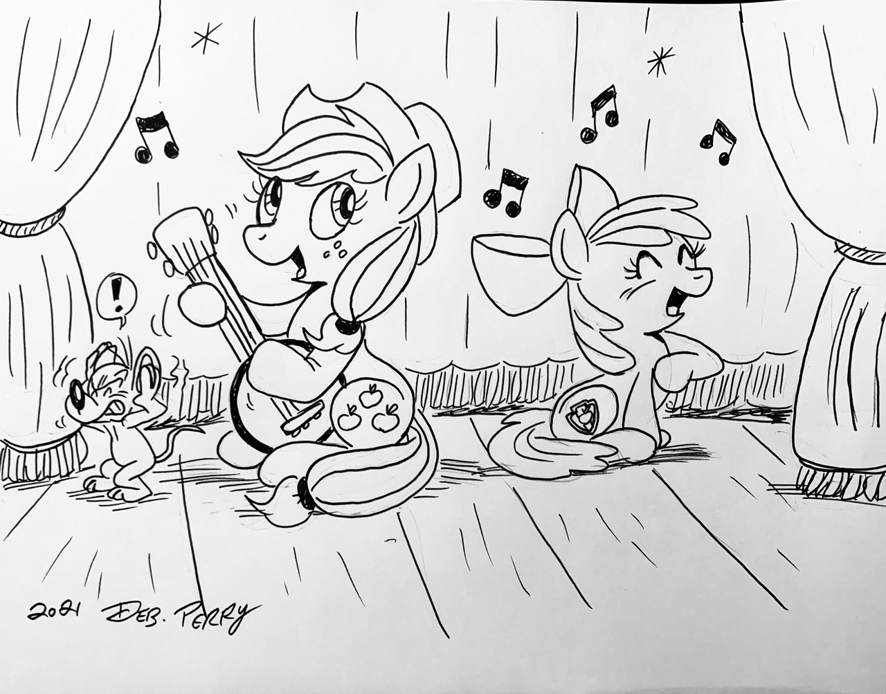 #2673469 - safe, artist:debmervin, apple bloom, applejack, oc, oc ...