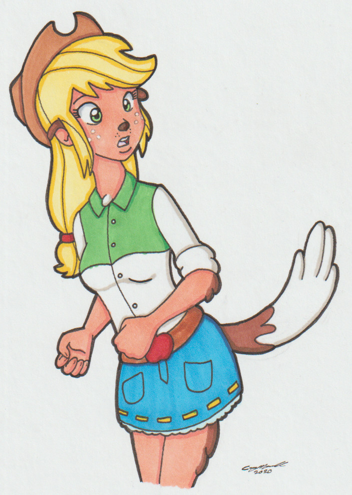 #2708965 - safe, artist:cqmorrell, applejack, dog, equestria girls, g4 ...