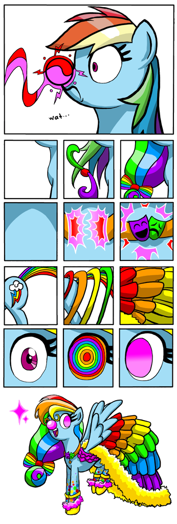 #2784891 - safe, artist:tf-circus, rainbow dash, pegasus, pony, g4, brainwashing, clothes, clown ...