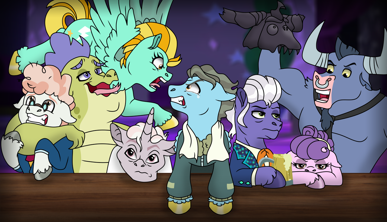 #2792321 - safe, artist:liv-and-b-merry, gladmane, iron will, lightning ...