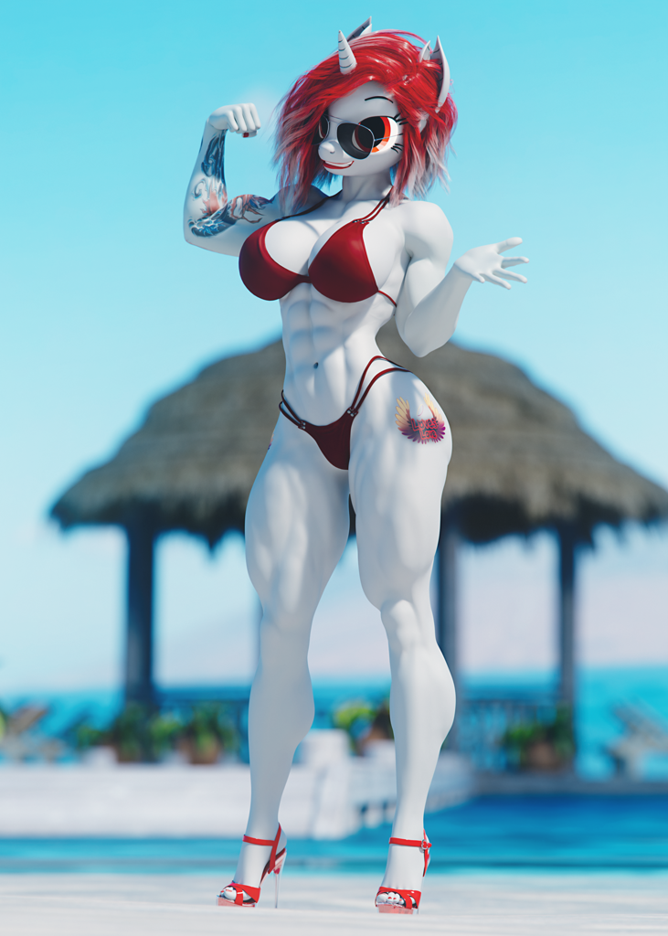 2779867 Suggestive Artistdashie116 Oc Oclovers Anthro 3d Abs Beach Biceps Bikini
