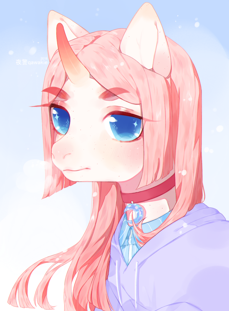 #2780202 - safe, artist:qawakie, oc, oc only, unicorn, anthro, bust ...