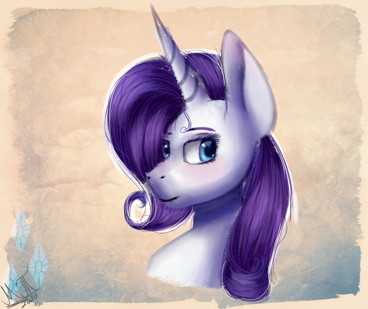 #2780844 - safe, artist:greenmarta, rarity, pony, unicorn, g4, bust ...