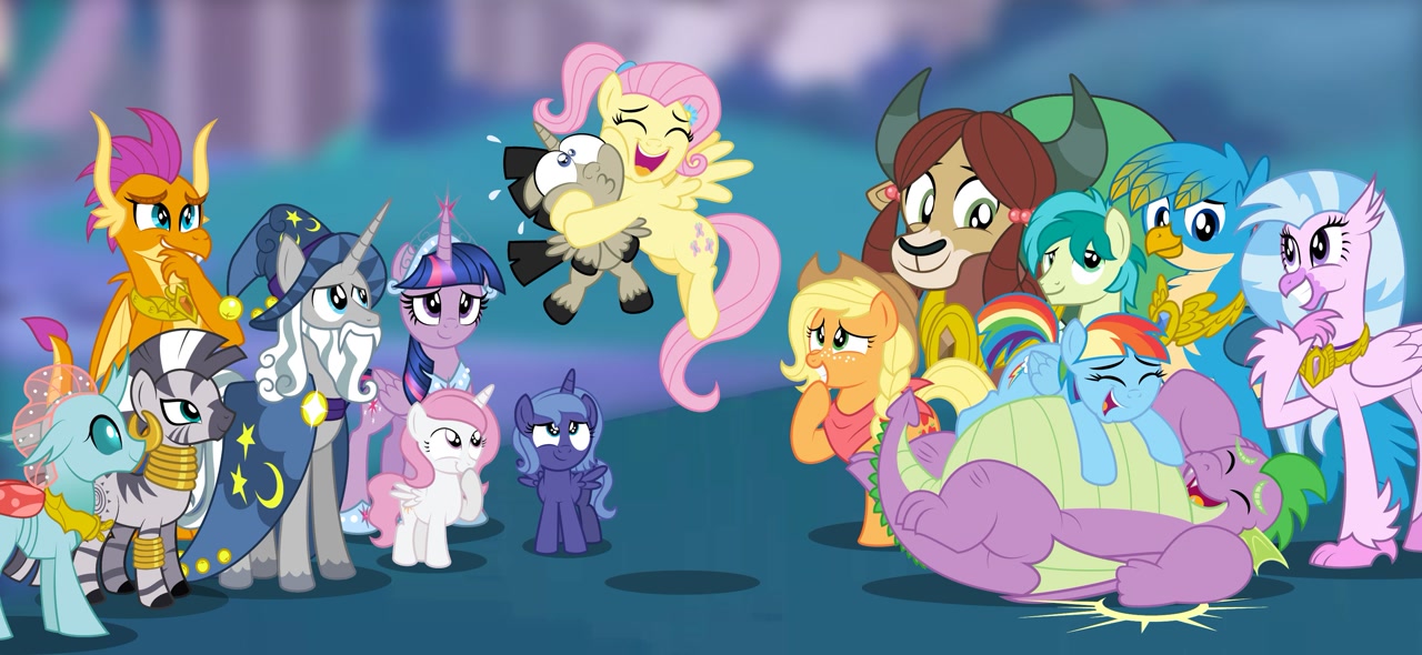 #2781758 - safe, artist:aleximusprime, applejack, discord, fluttershy ...