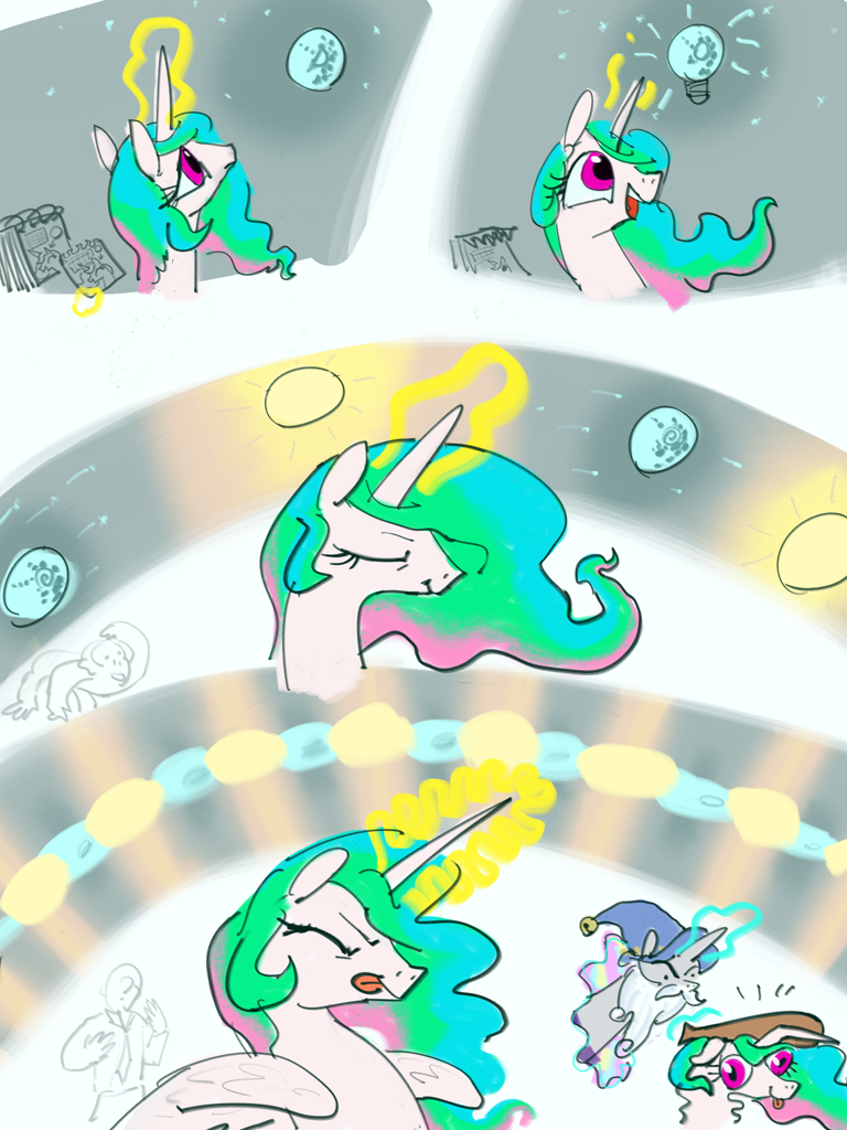 #2964523 - safe, artist:ja0822ck, princess celestia, star swirl the bearded, oc, oc:anon ...