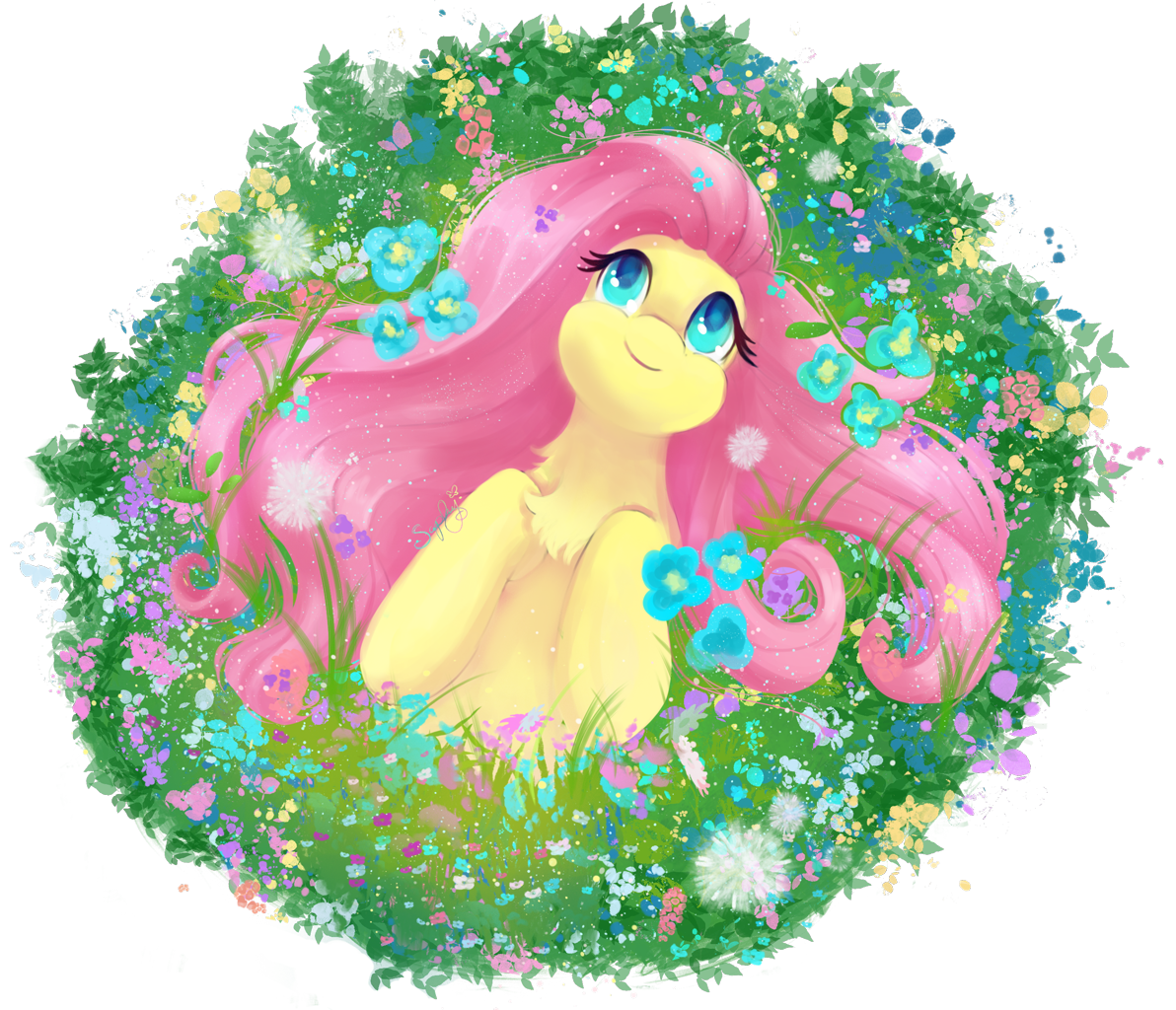 #2965778 - safe, artist:saphypone, fluttershy, pegasus, pony, g4, bust ...
