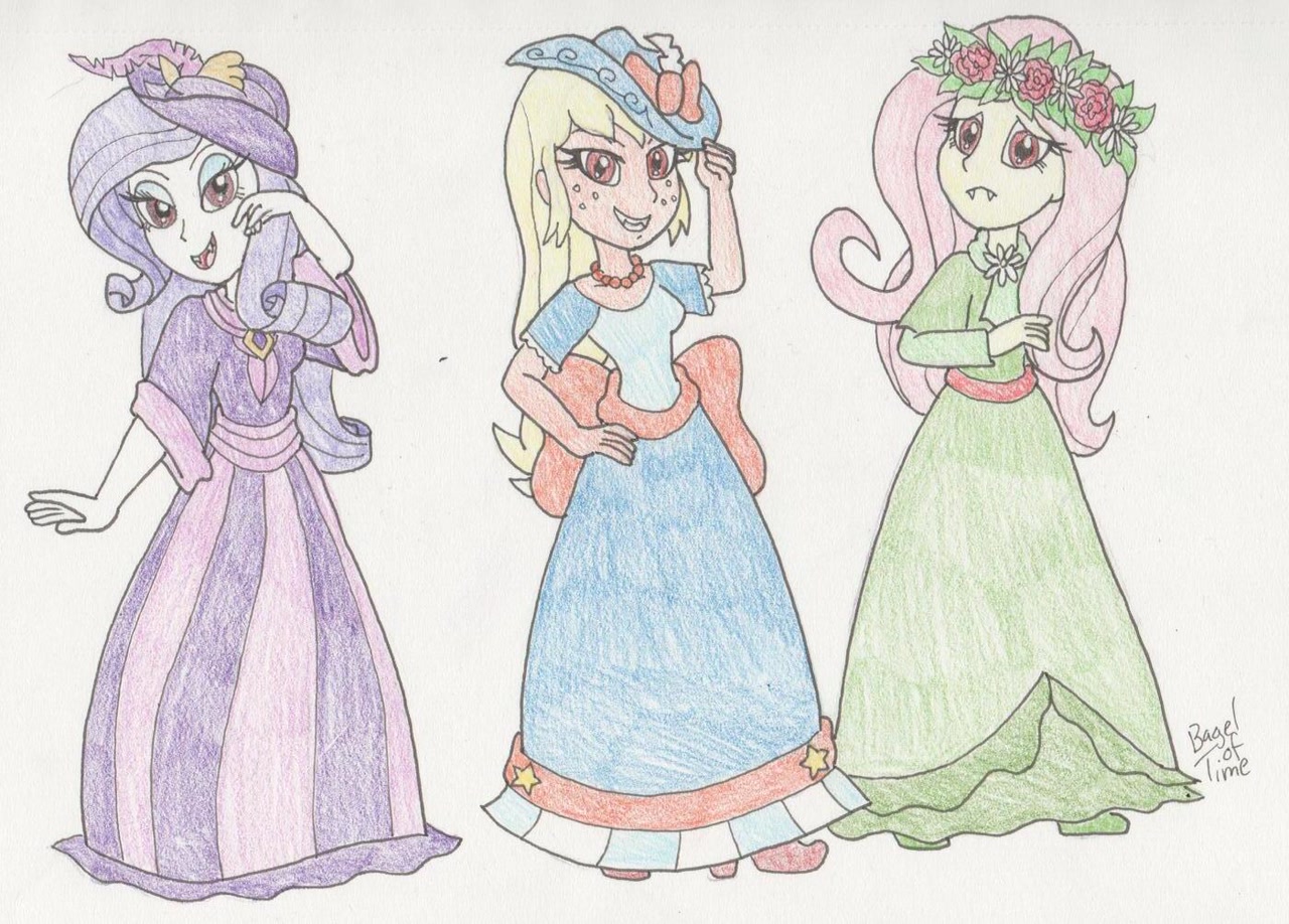 #2966582 - safe, artist:bageloftime, applejack, fluttershy, rarity ...