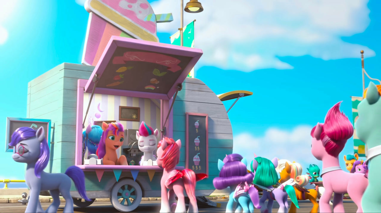 #2959093 - safe, screencap, glory (g5), hitch trailblazer, izzy moonbow, peach fizz, pipp petals ...