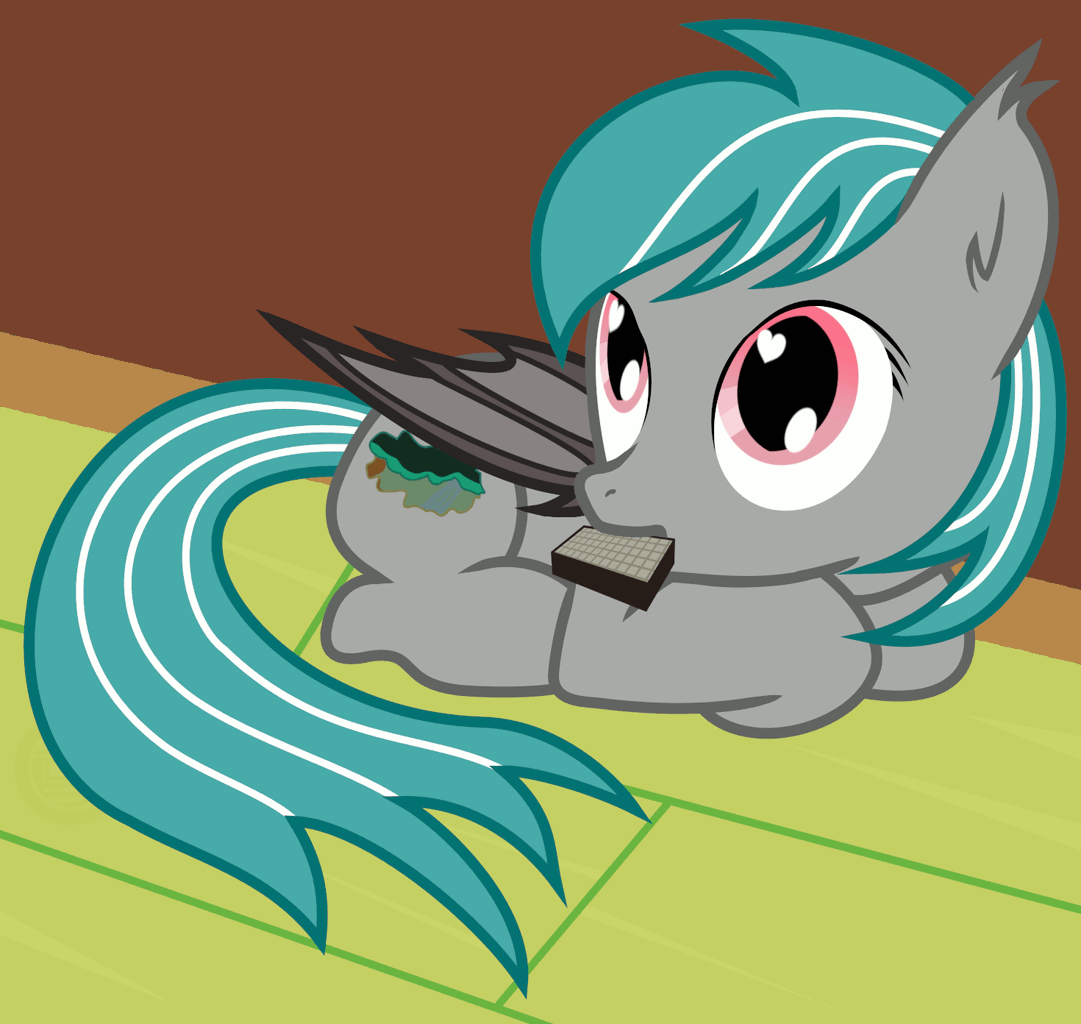 #2970479 - safe, artist:mrkm, derpibooru exclusive, oc, oc:malachite cluster, bat pony, pony ...