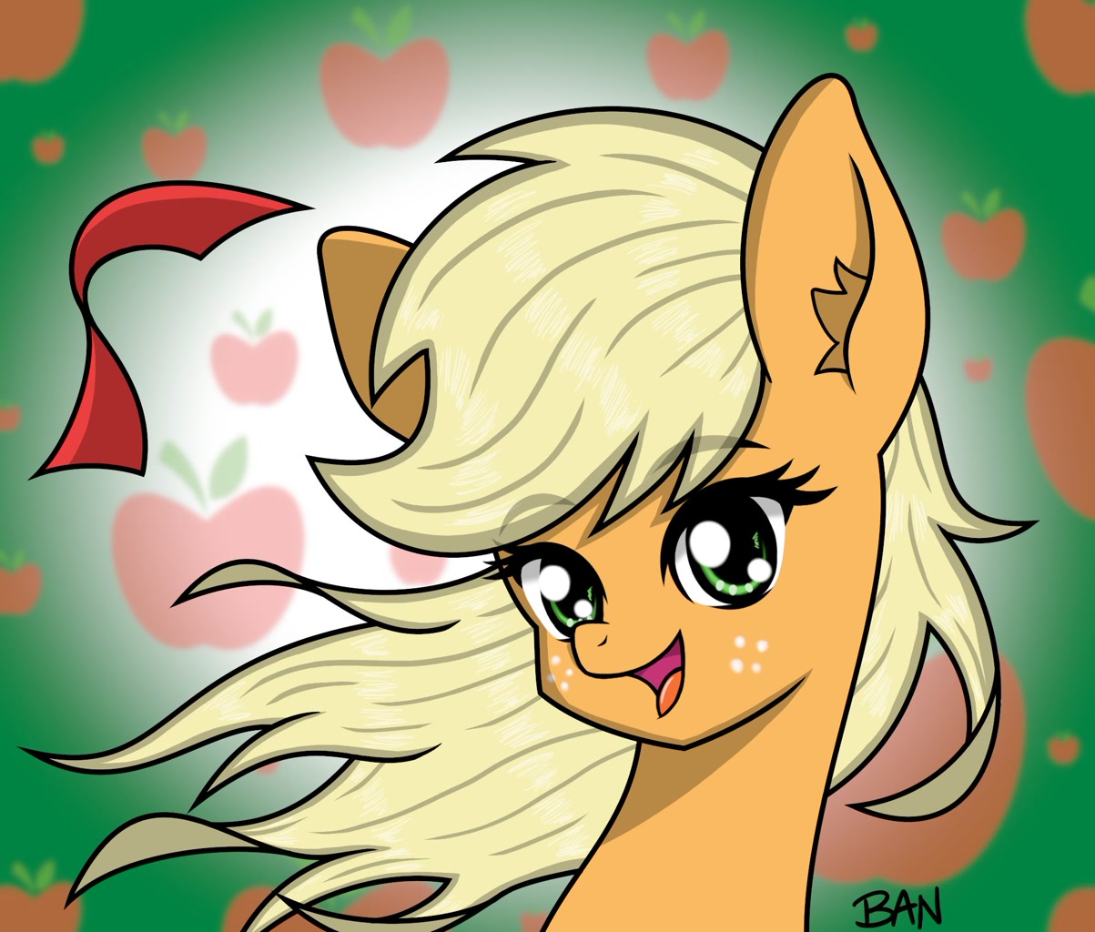 #2970494 - safe, artist:banquo0, applejack, earth pony, bust, looking ...
