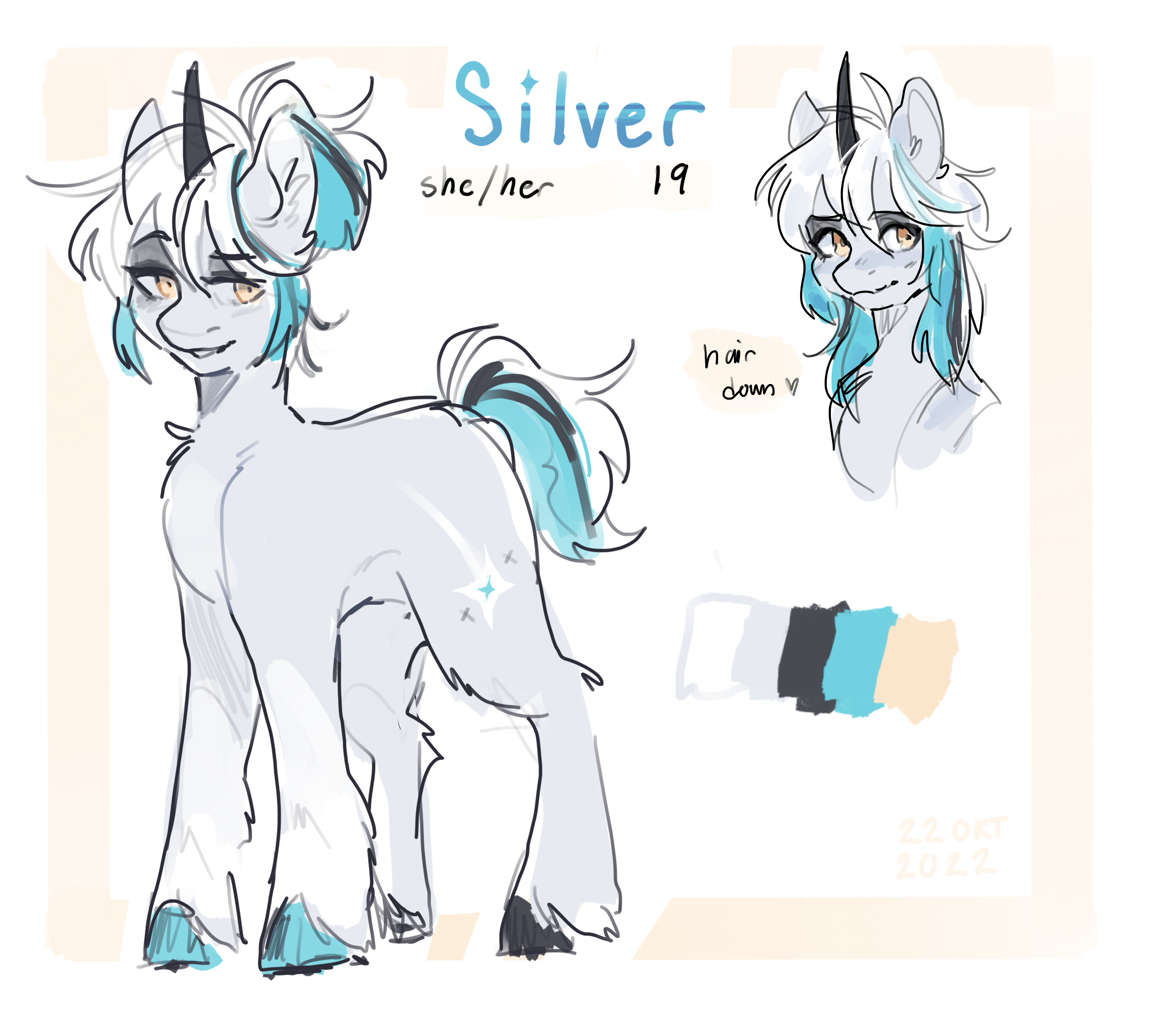 #2971993 - safe, artist:itssilver, oc, oc only, oc:silver, pony, unicorn, character design ...